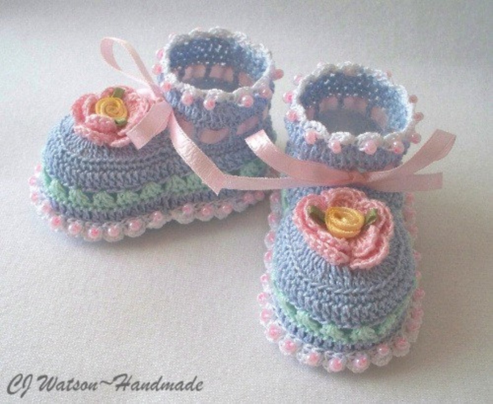 PDF Pattern Crocheted Baby Booties Springtime Baby Booties | Etsy