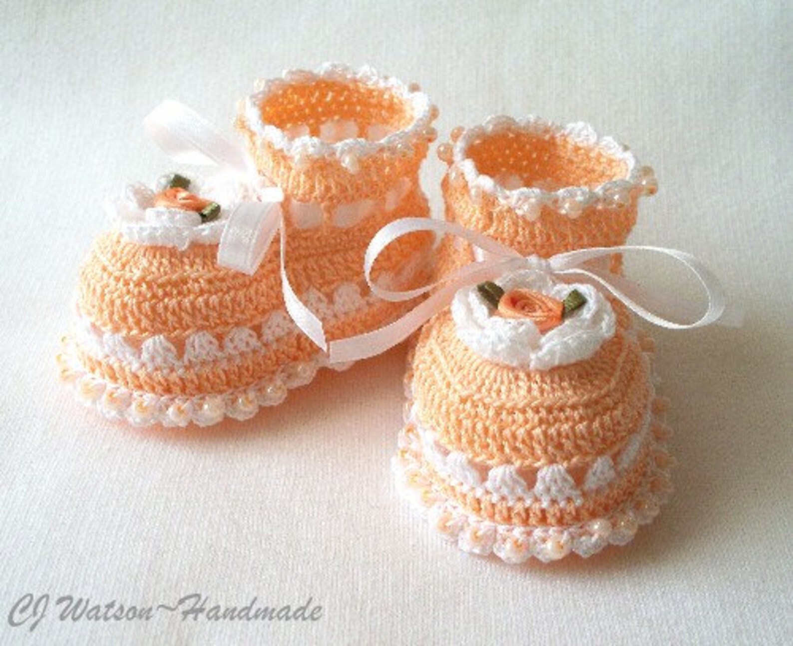 PDF Pattern Crocheted Baby Booties Springtime Baby Booties | Etsy