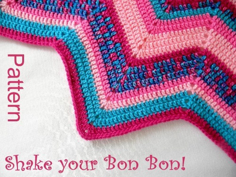 PDF Pattern Crocheted 12-pointed Star Blanket Shake Your Bon Bon Pink ...