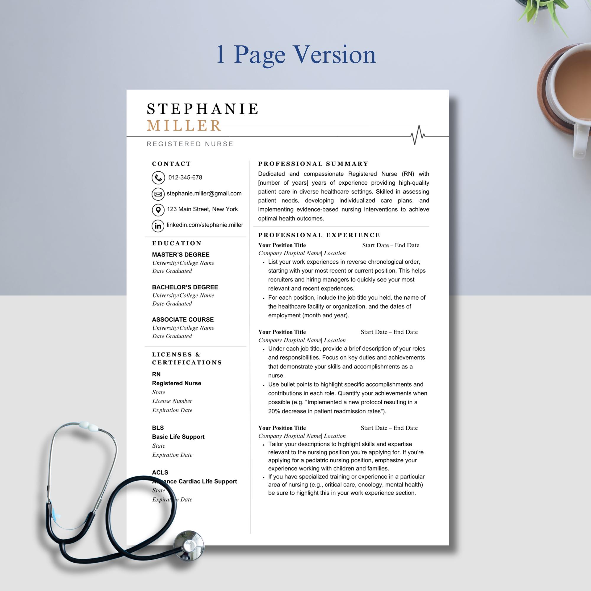 Registered Nurse Resume Template Word, Google Docs, Apple Pages Resume ...