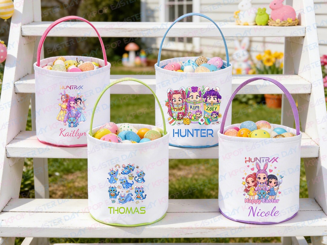 Easter Huntrix Kpop Basket Personalized, Cute Easter Day Basket, Funny ...