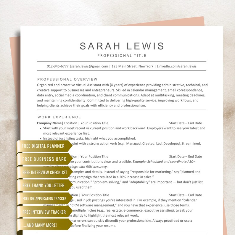 Modern Resume Template: Cover Letter, References, Google Docs, Word ...