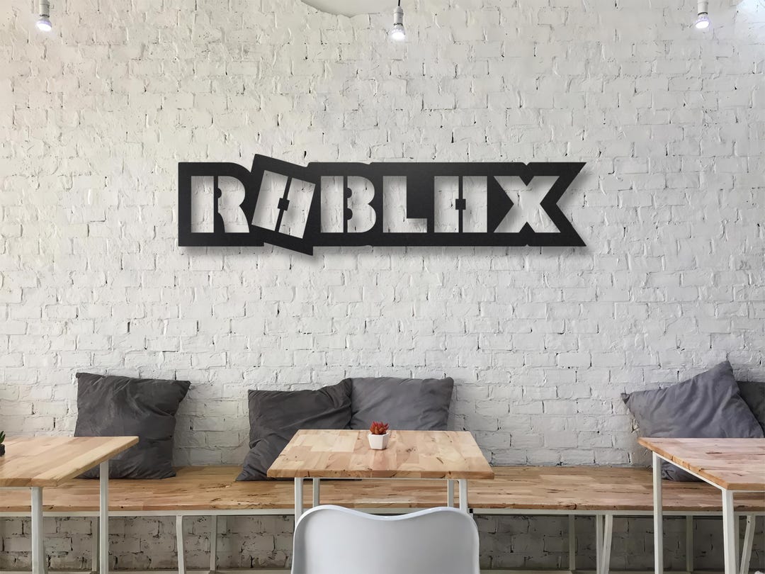 Roblox Metal Wall Art Sign, Matte Black Gaming Logo Silhouette Decor ...