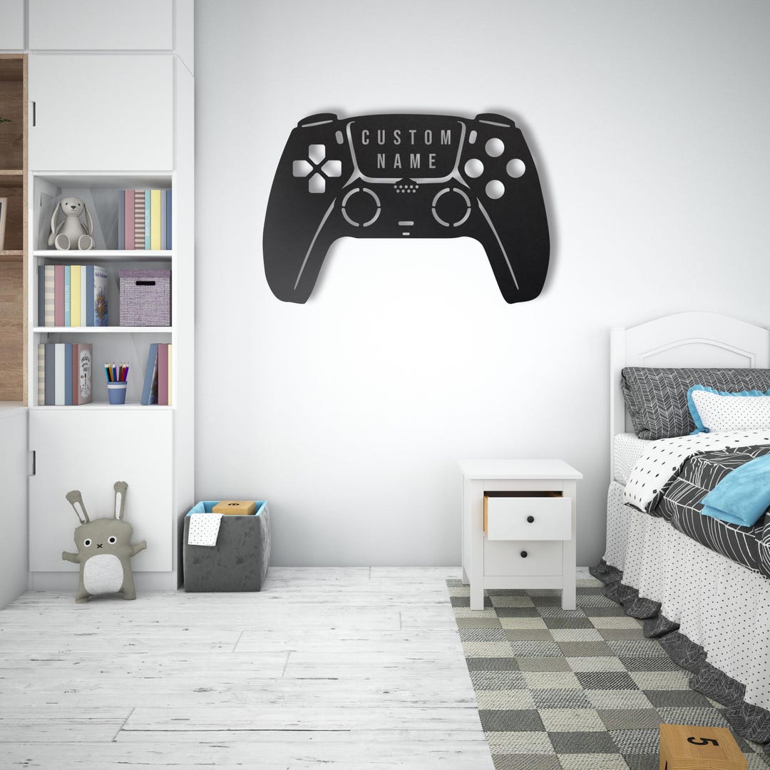 Custom PS5 Console Metal Wall Art Sign, Matte Black Personalized Gaming ...