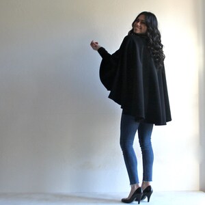 Black Cape Wool Cape Modern Cape Winter Outerwear Wool - Etsy