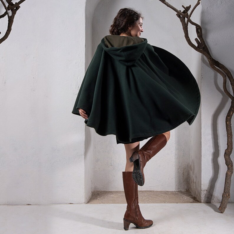 Hooded Cape Wool Cape Women Cape Winter Cape Hooded Cloak Etsy