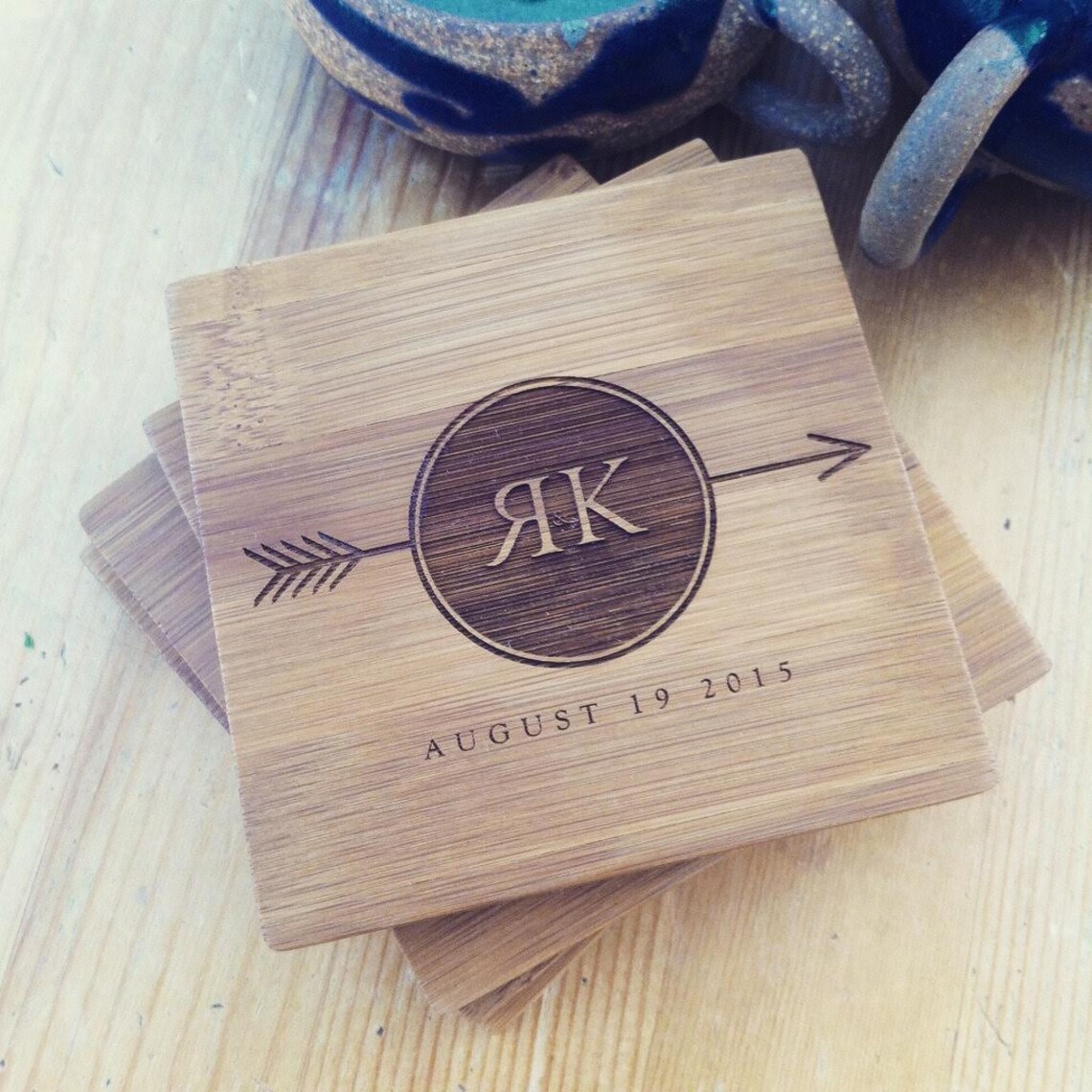 Custom Engraved Coaster Set Personalized Monogrammed Coaster - Etsy