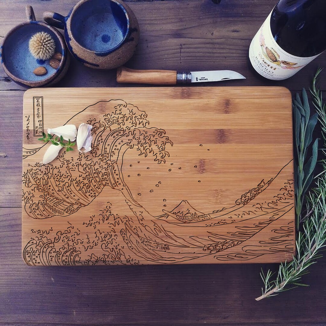 The Great Wave off Kanagawa Engraved Cutting Board, Japanese Wave by ...
