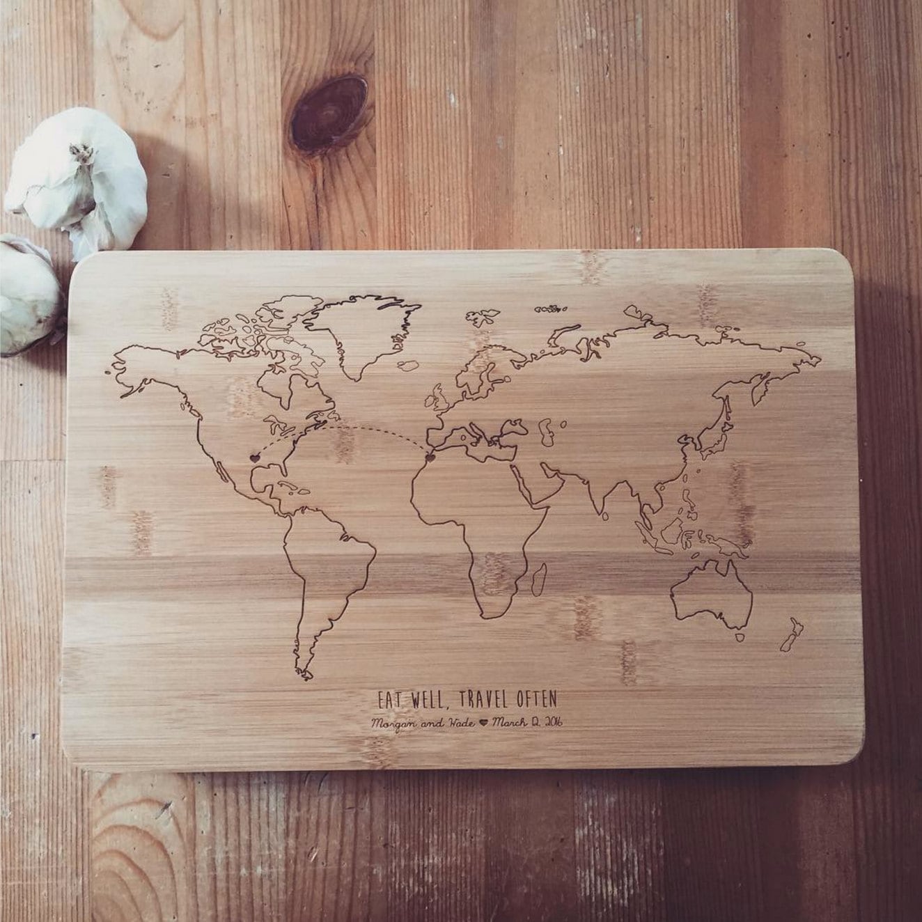 World Map Cutting Board Custom Travel Map Chopping Block | Etsy