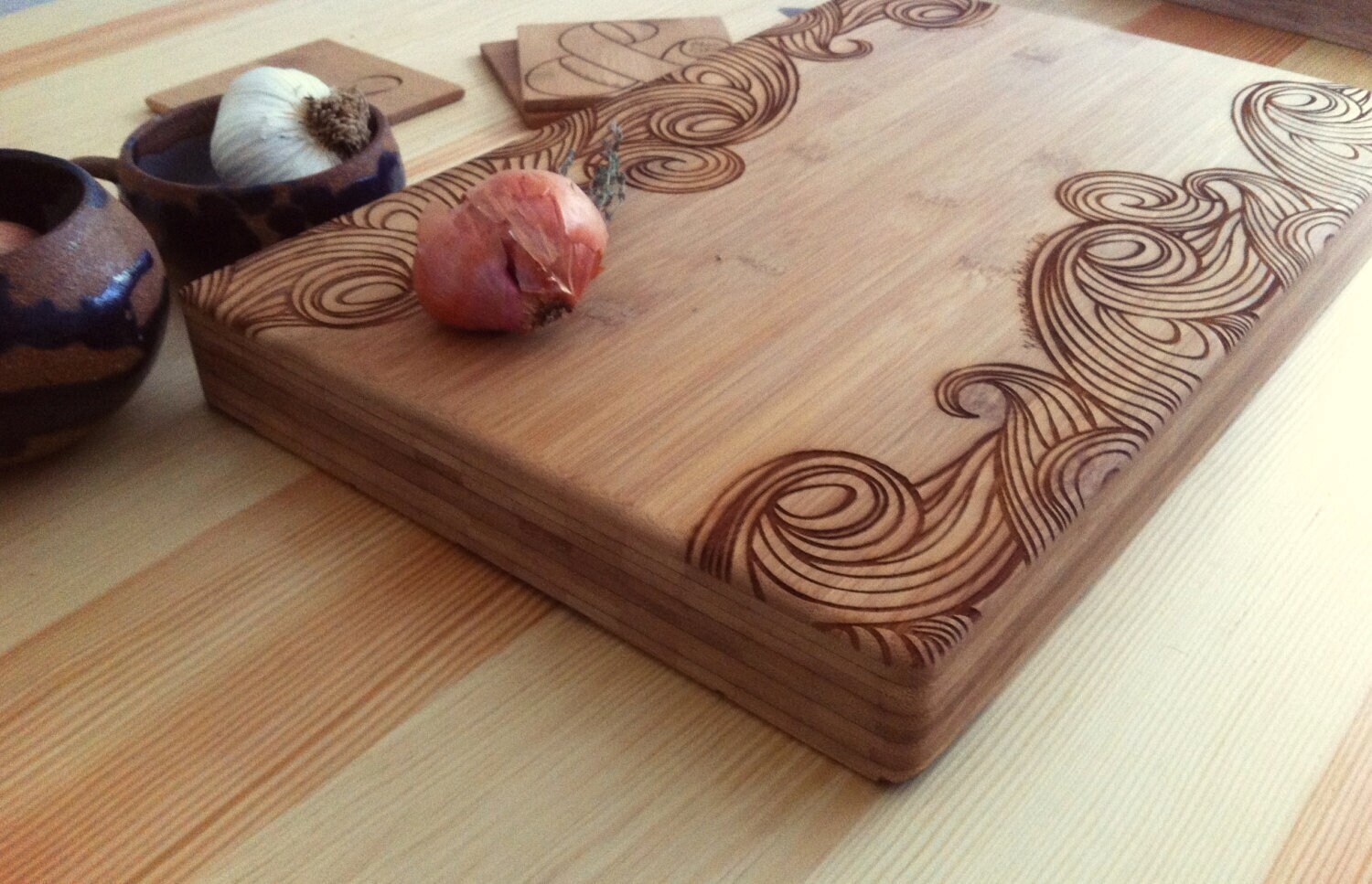 Personalized Chopping Board With Ocean Waves Pattern Beach - Etsy UK