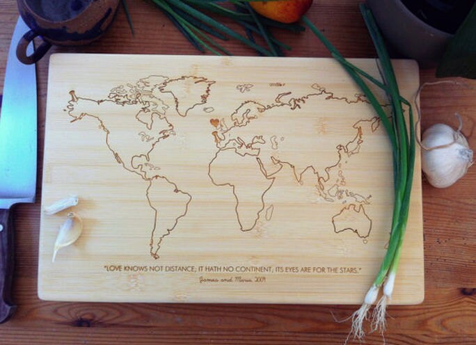 World Map Personalized Cutting Board / Bamboo Chopping Block - Etsy