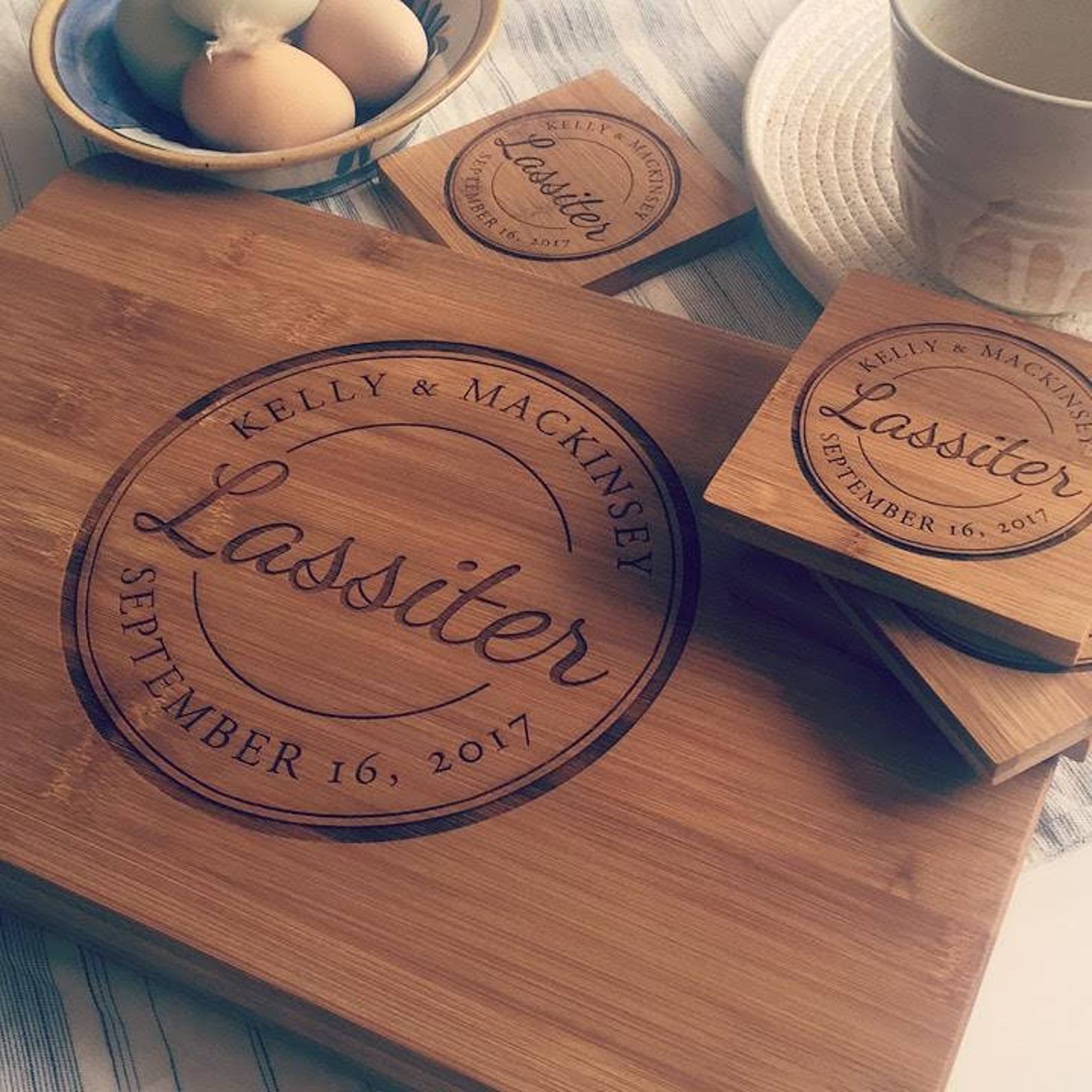Personalized Cutting Board Set: Wood Chopping Block and - Etsy
