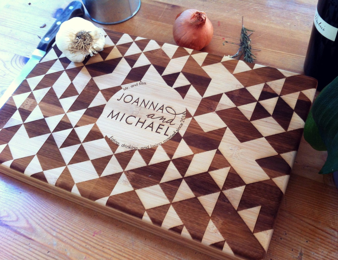 Custom Engraved Cutting Board, Personalized Chopping Block, Geometric ...