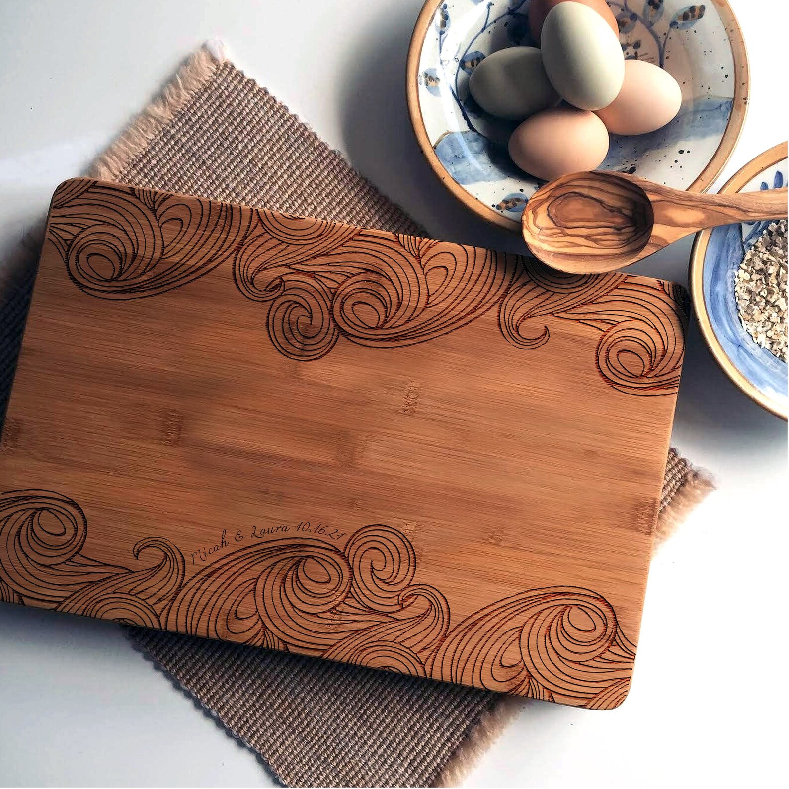 Personalized Chopping Board With Ocean Waves Pattern Beach - Etsy