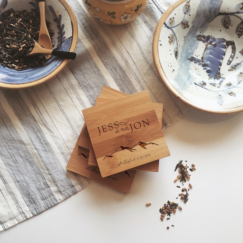 Custom Coasters With Mountains and Your Personalized Text - Etsy