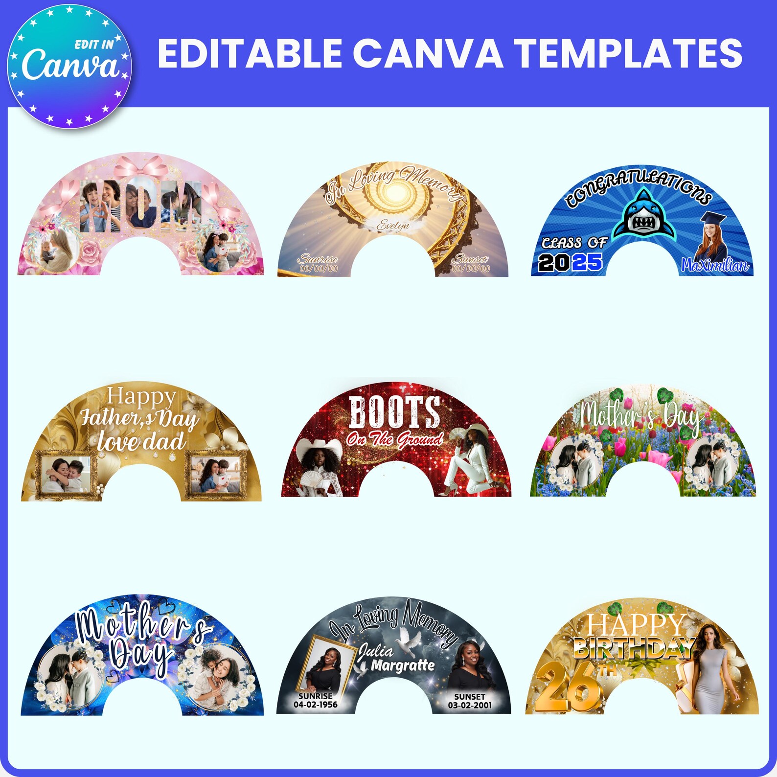 300+ Clack Fan Template Canva Bundle: Sublimation DIY | Drag & Drop ...