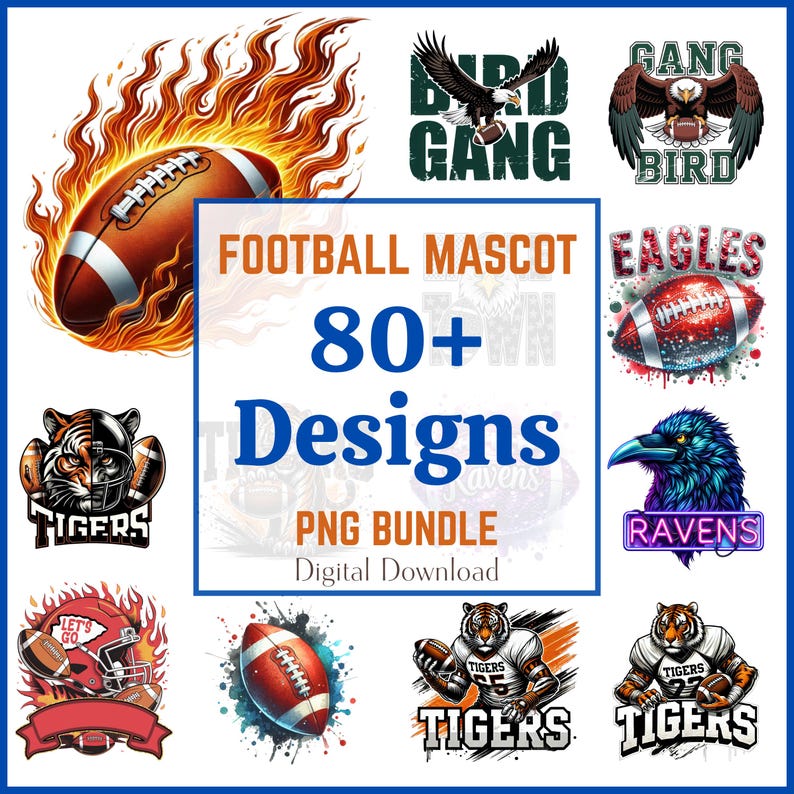 Football Mascot PNG Bundle: 80+ Game Day Sublimation Designs - Etsy