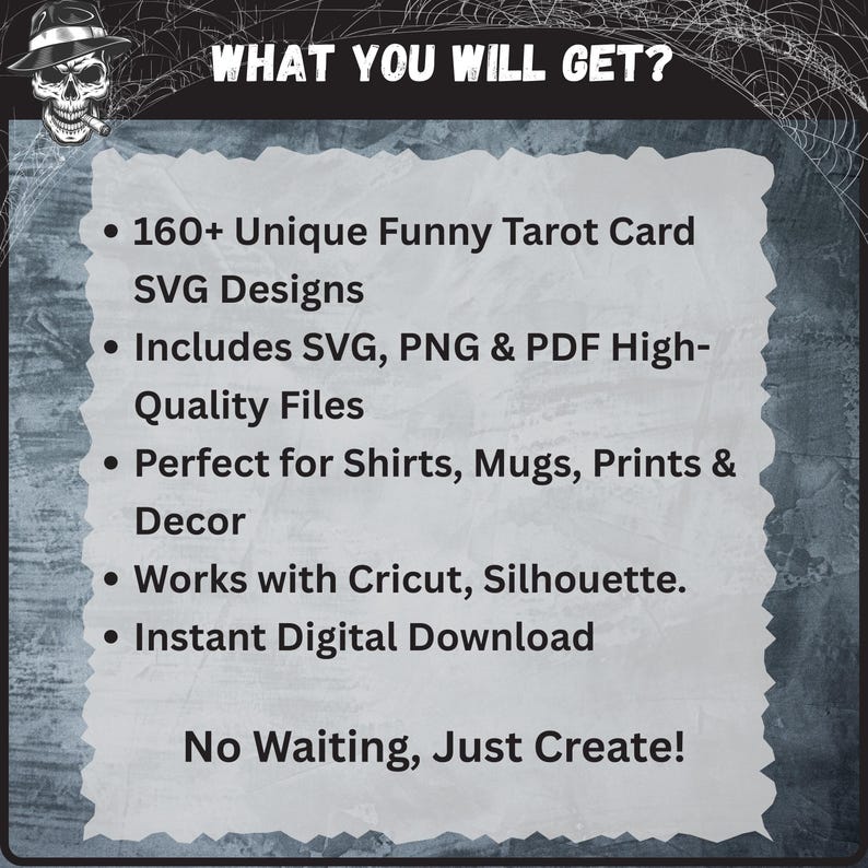 Printable Funny Skeleton Tarot Cards SVG PNG Bundle - 160+ Death Tarot ...