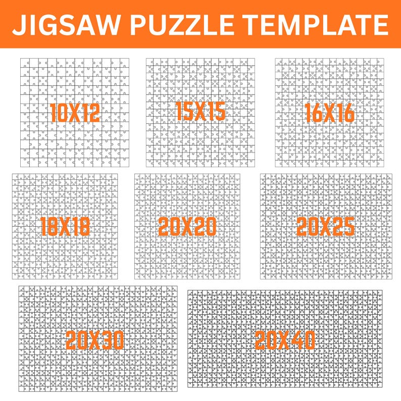 50 Jigsaw Puzzle Templates Bundle | SVG Laser Cut Cricut (digital ...