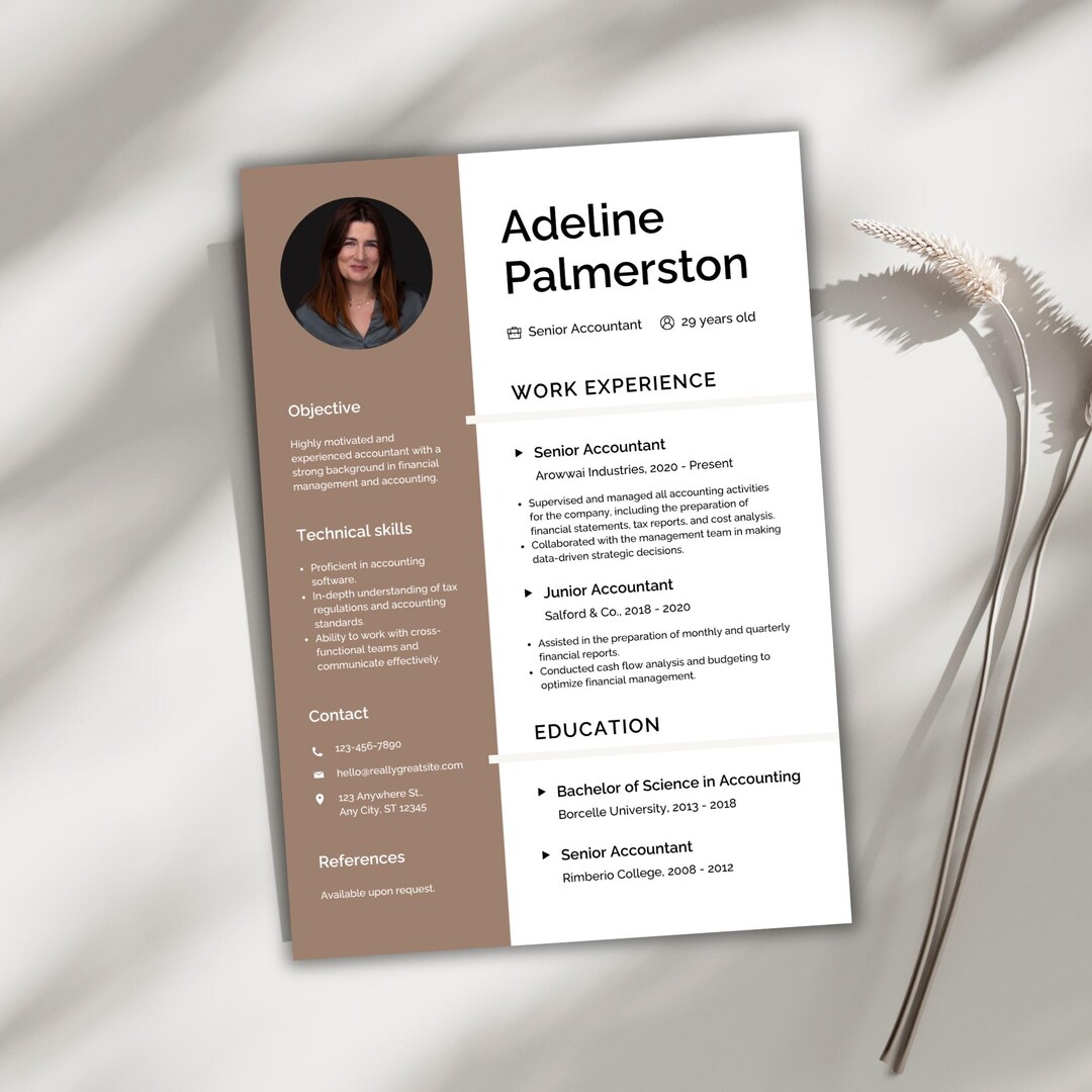 Senior Accountant Resume Template | Ats-friendly Editable Canva CV ...