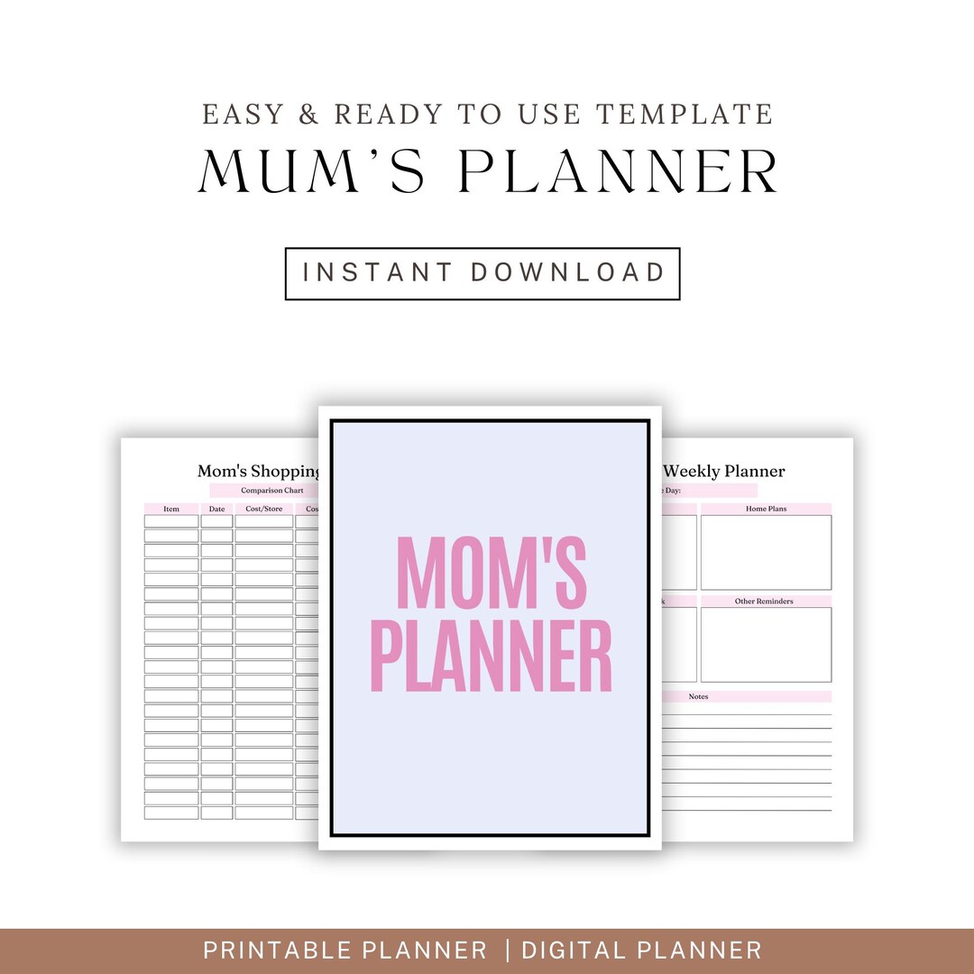 Mum Life Planner Printable | Busy Mom Daily Organizer | Family Schedule ...