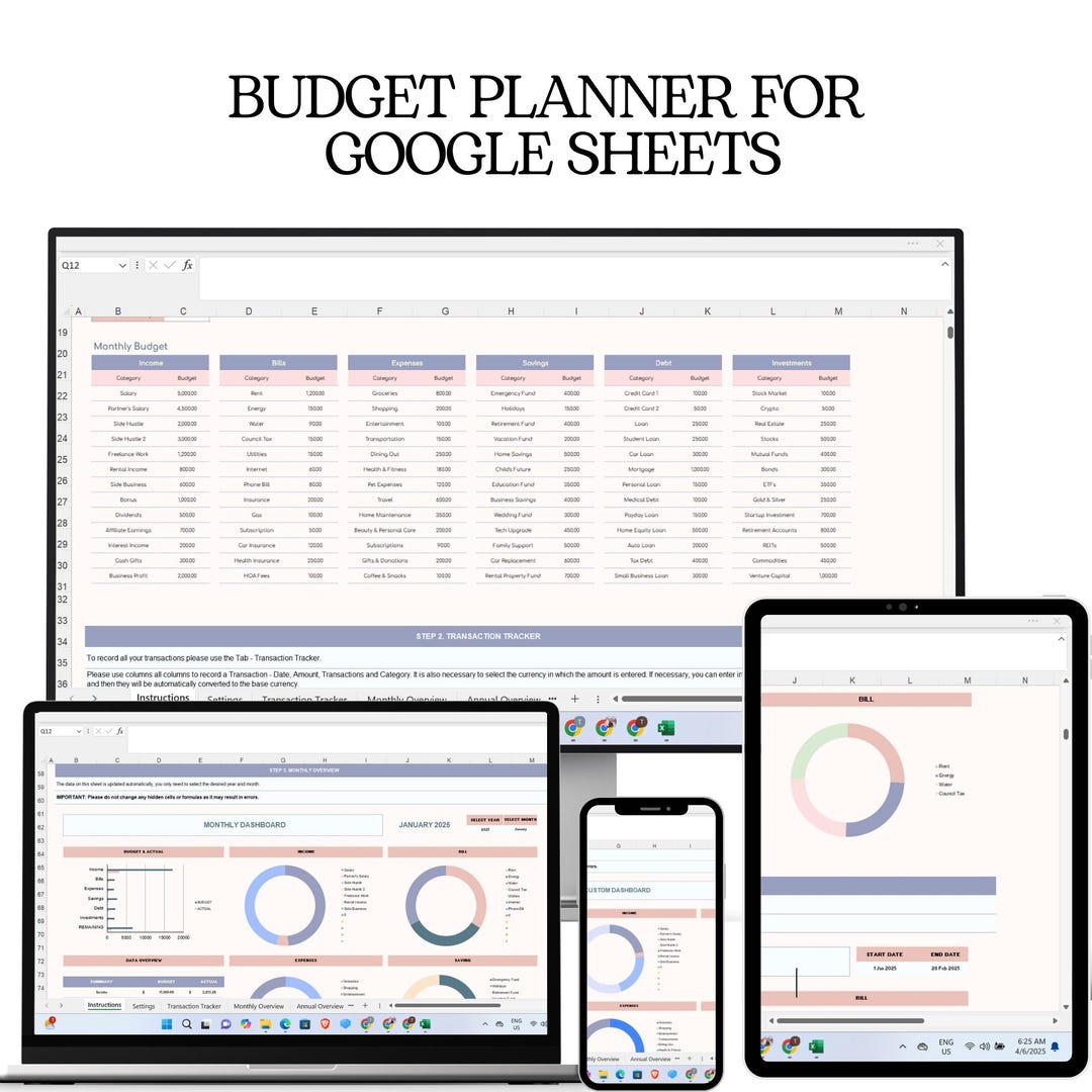 Income & Expense Tracker Spreadsheet | Budget and Finance Template ...