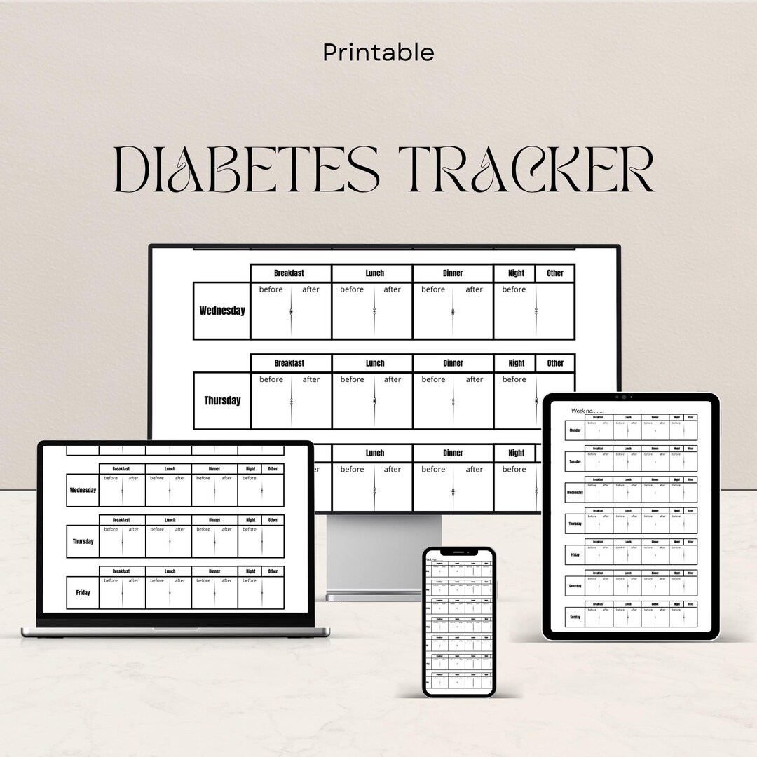 Diabetes Tracker Printable | Blood Sugar Log, Insulin Log, Meal Tracker ...