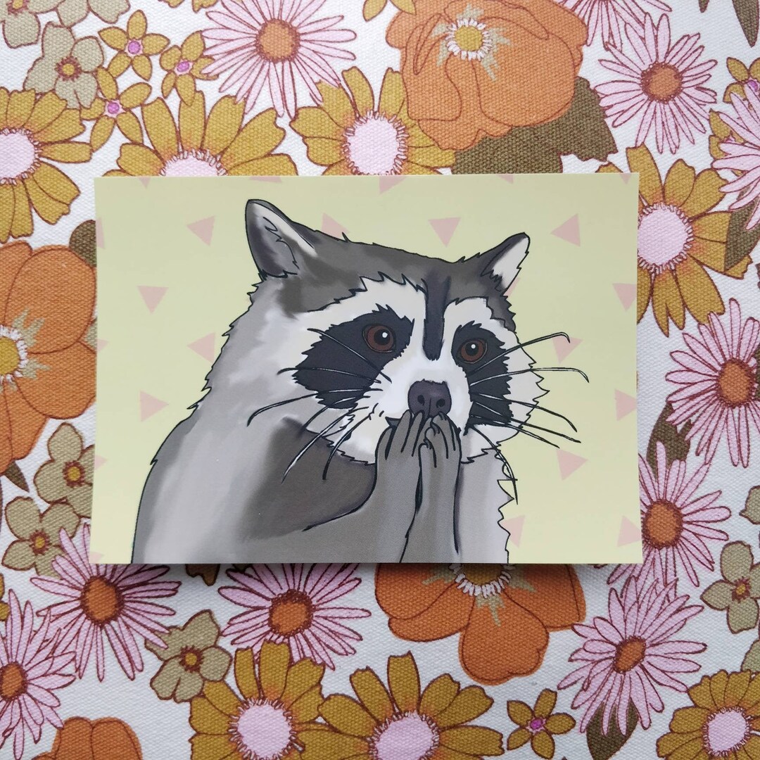 Excited Raccoon Postcard Print - Etsy