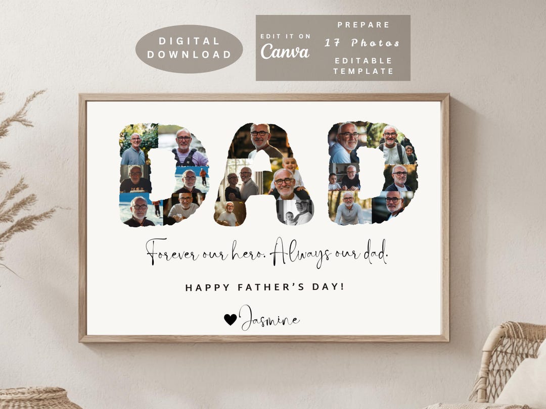 Fathers Day Photo Collage Custom Dad Gift From Kids Printable Photo ...