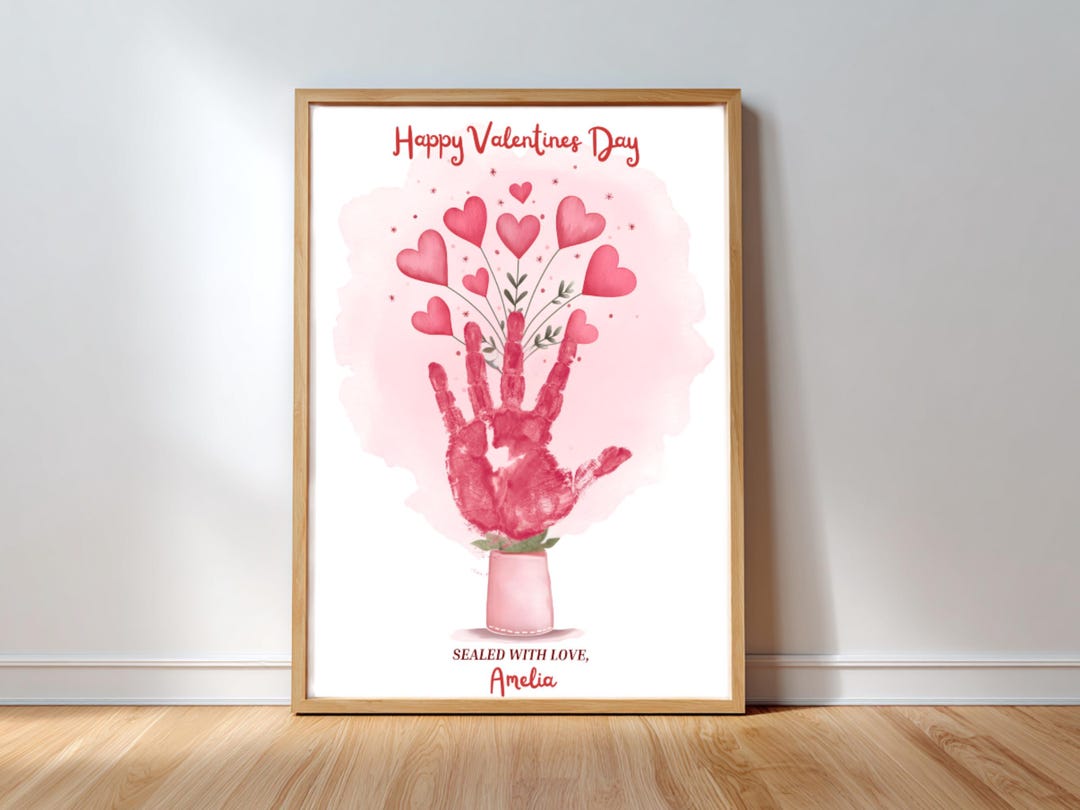 Valentine Handprint Flower Art Poem Memento Printable Worksheet for ...