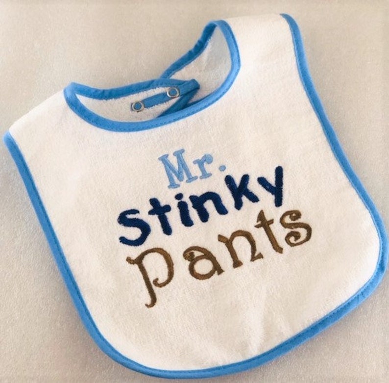 Funny Baby Boy Bib, Mr. Stinky Pants, Embroidered, Ready to Ship - Etsy