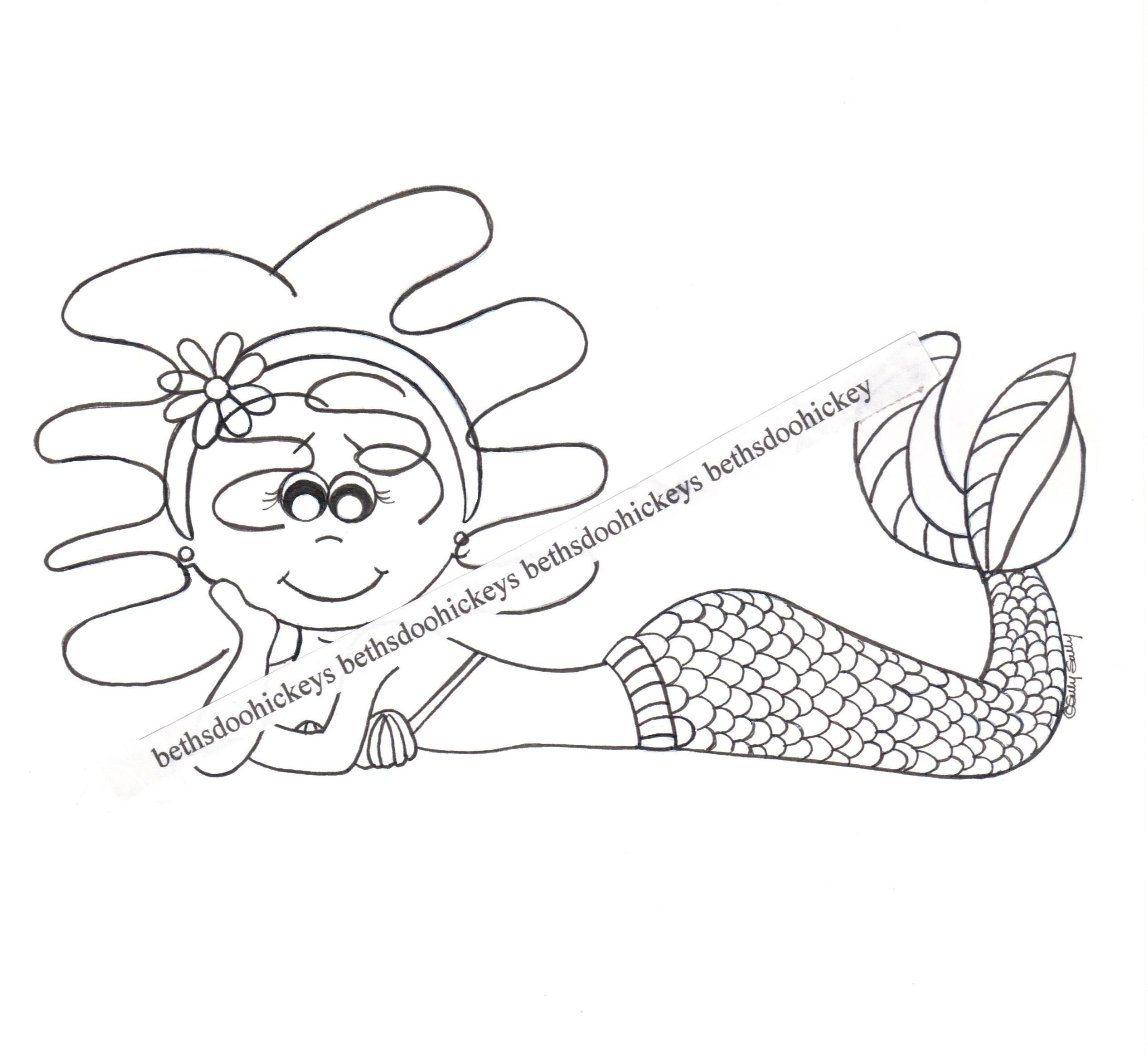 Silly Sally Mermaid coloring page | Etsy