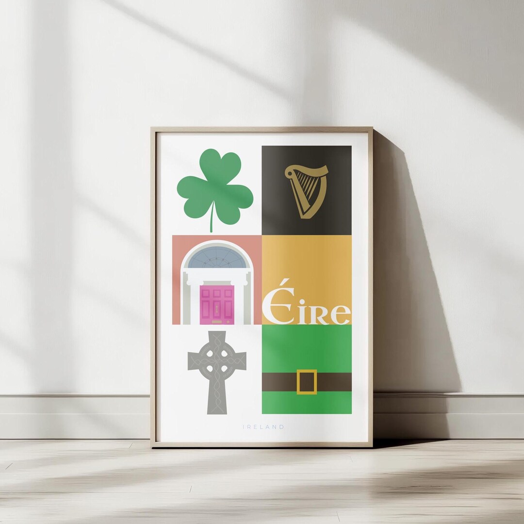 Minimalistic Collage Illustration of Ireland - Etsy
