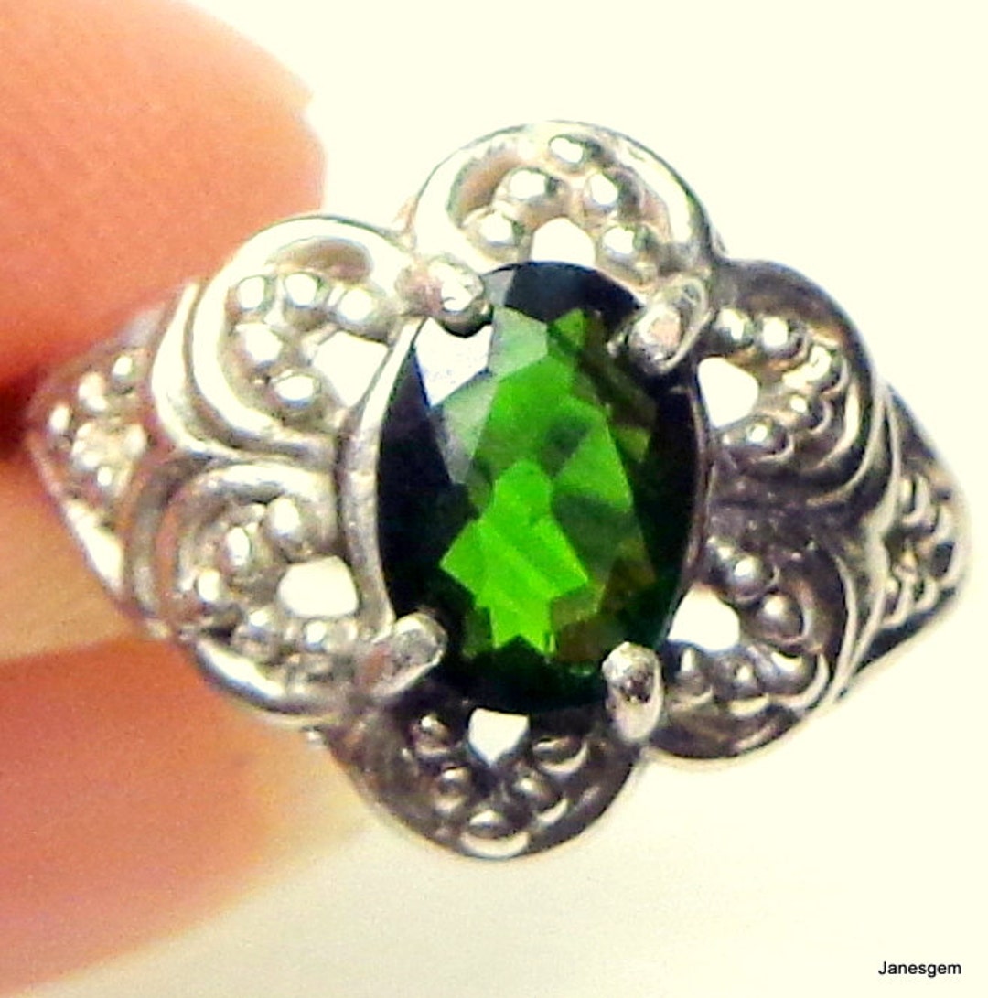 SALE Russian Green Chrome Diopside Ring Edwardian Style - Etsy