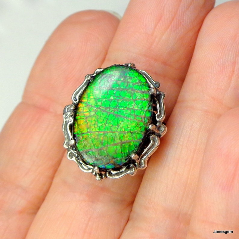RARE Gemstone Huge Stone Ammolite Glowing Green | Etsy