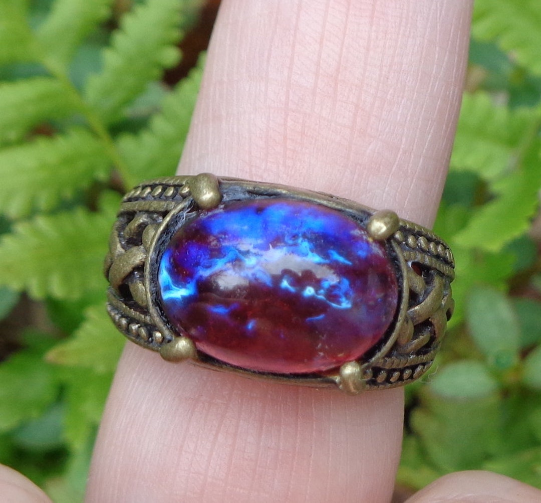 SALE Dragon's Breath Ring Mexican Opal Unisex Ring Red - Etsy