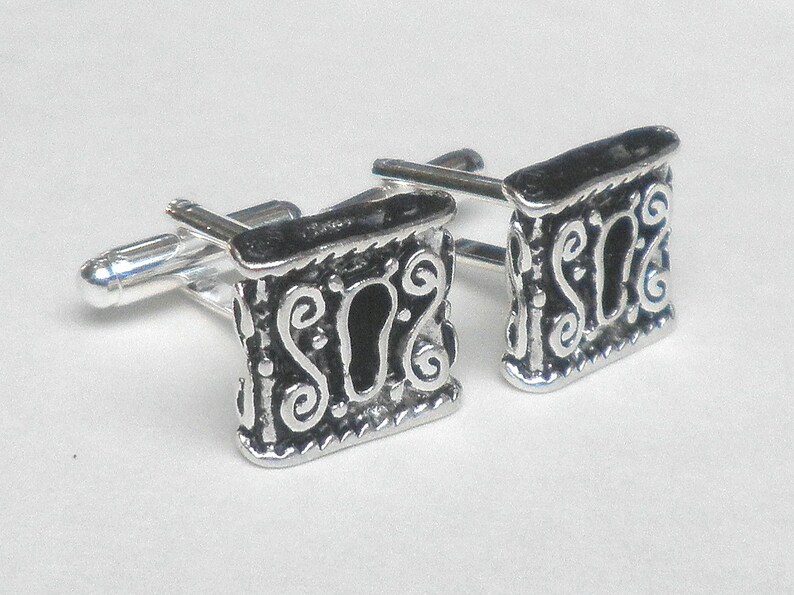 SALE Keyhole Cuff Links Silver Tone Antiqued Edwardian - Etsy