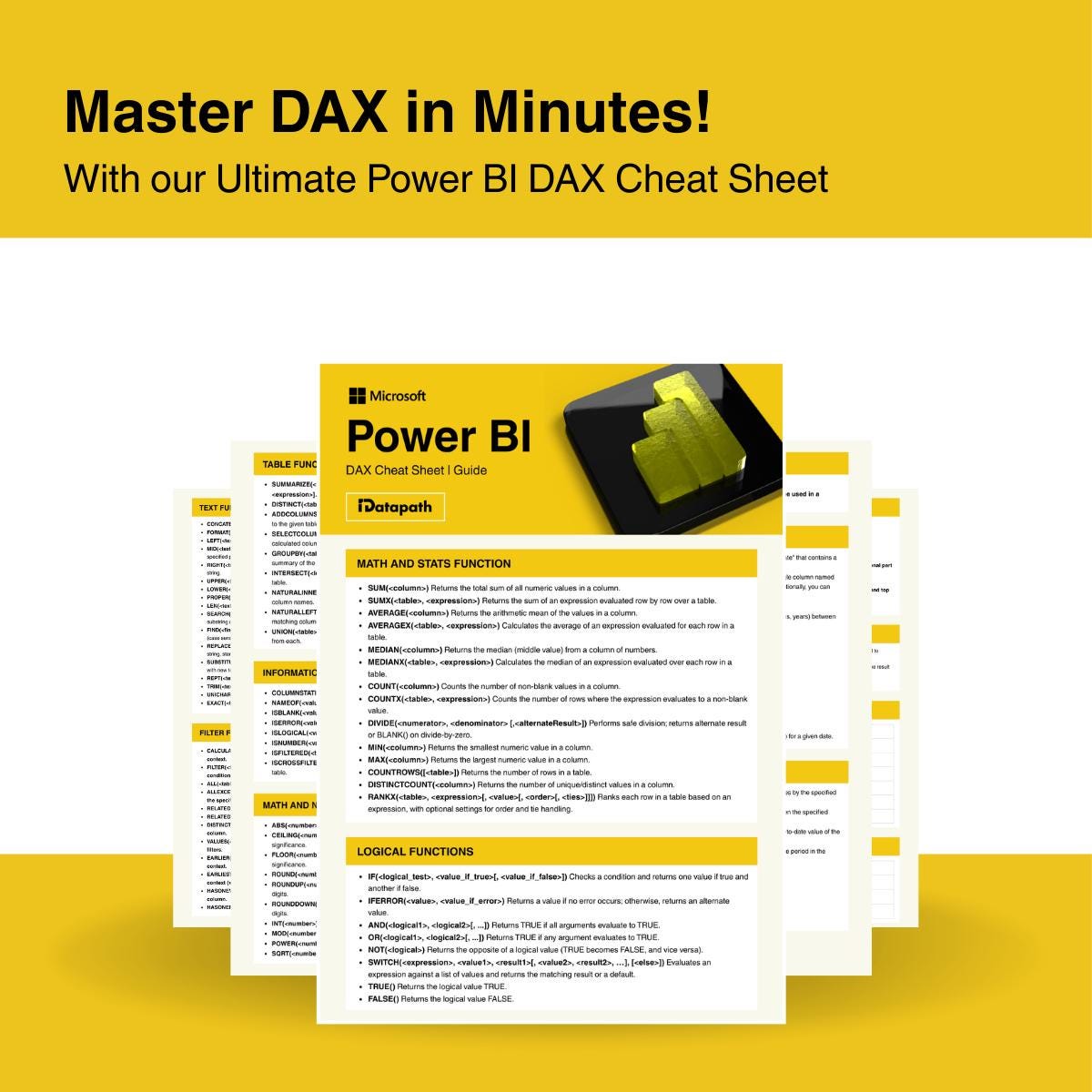 Power BI DAX Cheat Sheet - Etsy