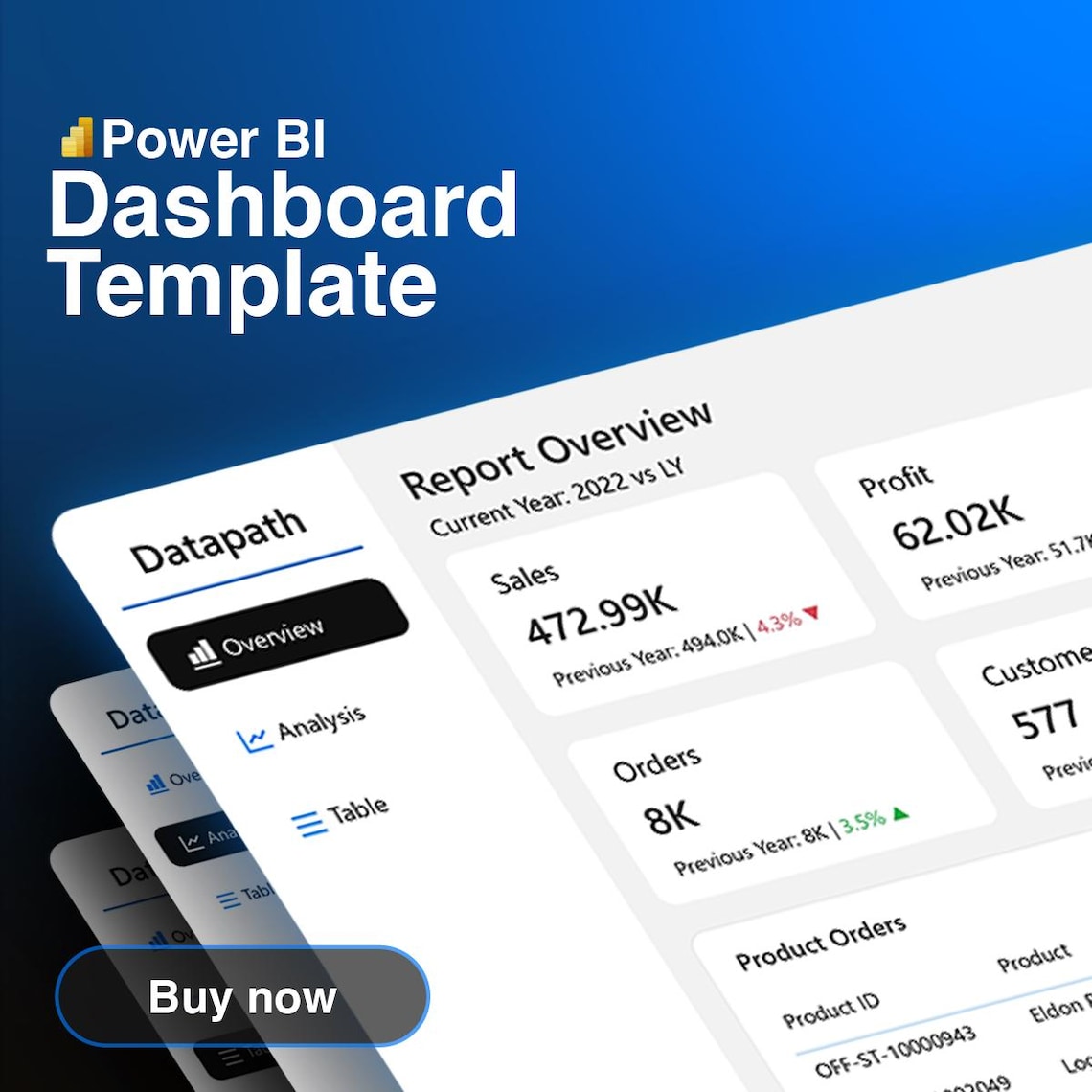 Power BI Dashboard Report Template - Blue Theme - Etsy