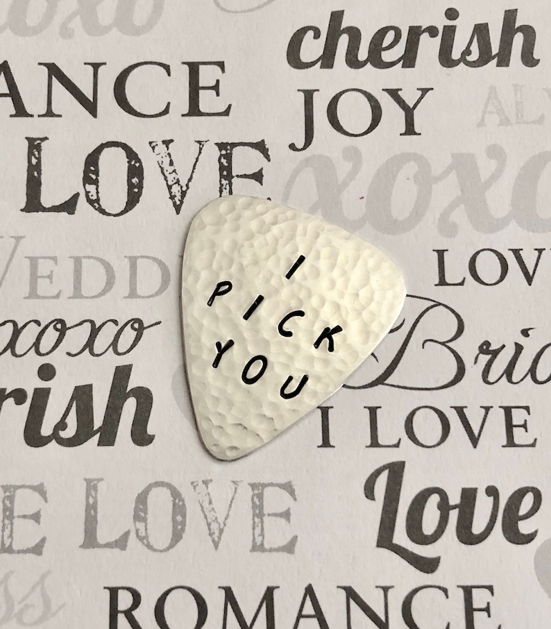 I PICK YOU Sterling Silver Guitar Pick RAD Font Silver - Etsy