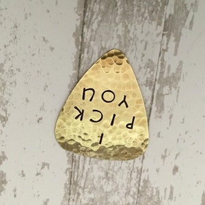 I PICK You Guitar Pick Solid BRASS 7th Anniversary Gift Gold - Etsy