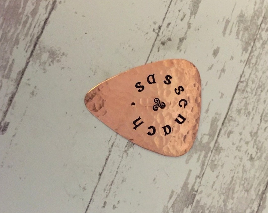 SASSENACH GUITAR PICK Celtic Font Copper Guitar Pick Time - Etsy