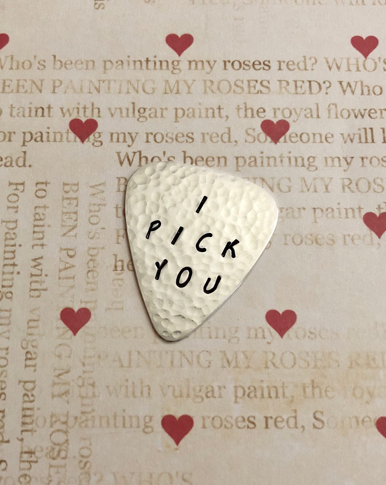 I PICK YOU Sterling Silver Guitar Pick RAD Font Silver - Etsy