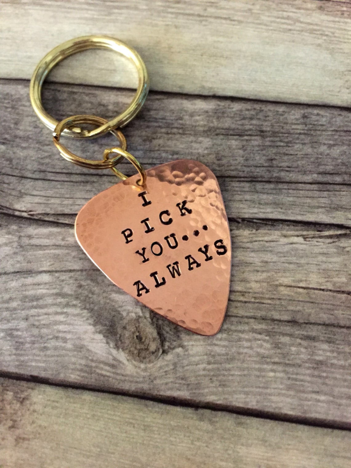 CUSTOM Guitar Pick Keyring Copper Personalized Keychain - Etsy