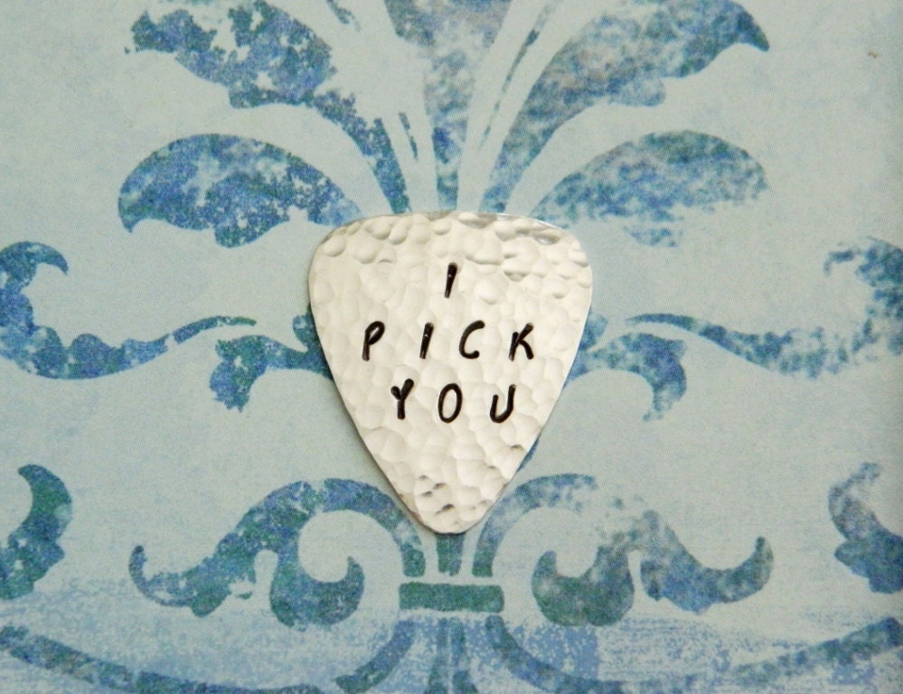 I PICK YOU Sterling Silver Guitar Pick RAD Font Silver - Etsy