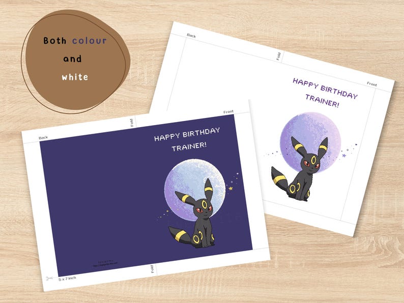 Printable Pokemon Birthday Card - Umbreon in Pixel Art Style - Digital ...