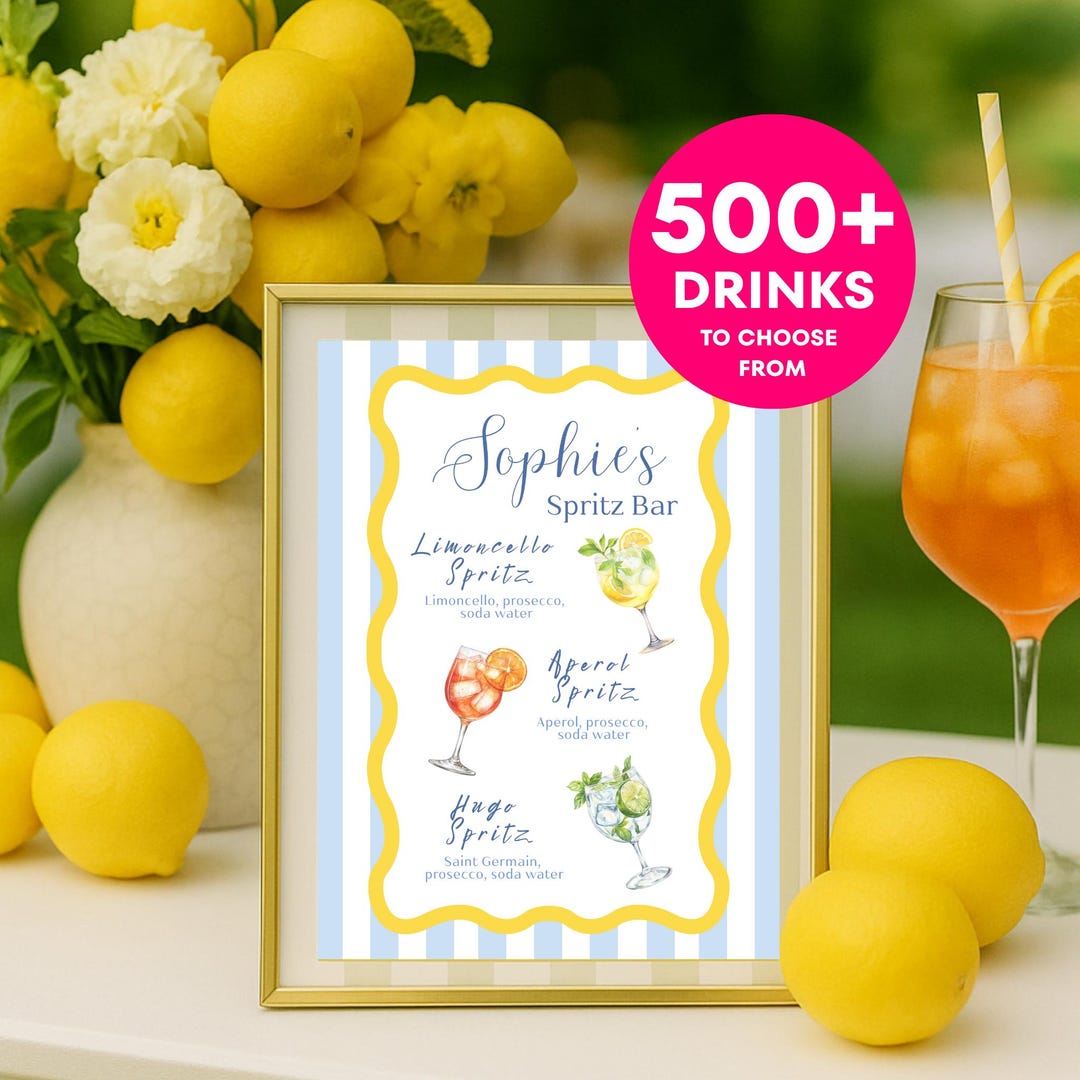 Spritz Bar Menu Template Editable Canva Cocktail Menu Sign Aperol ...