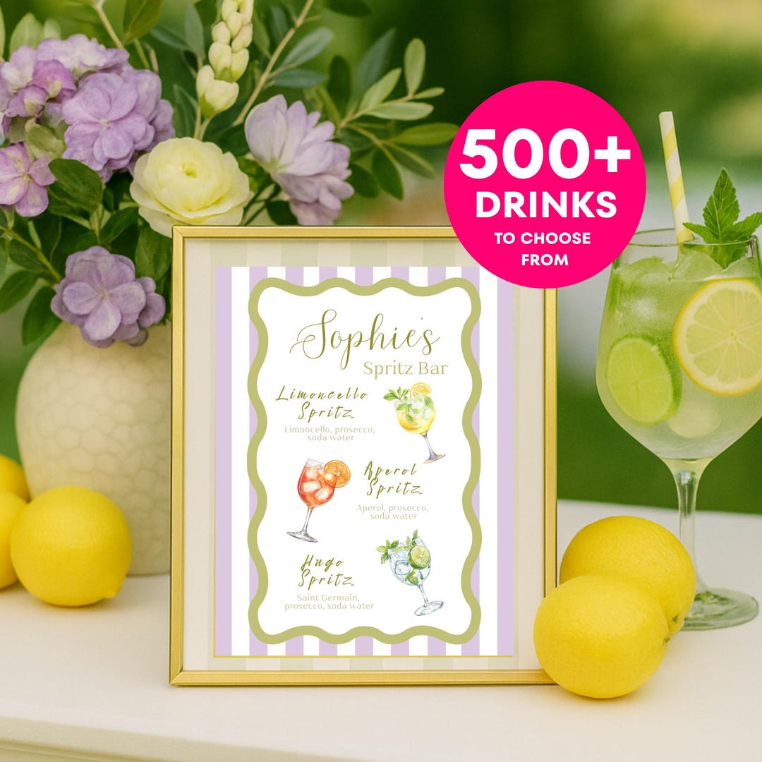 Spritz Bar Menu Template Editable Canva Cocktail Menu Sign Aperol ...