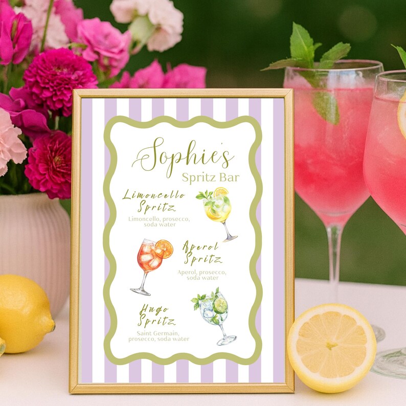 Spritz Bar Menu Template Editable Canva Cocktail Menu Sign Aperol ...