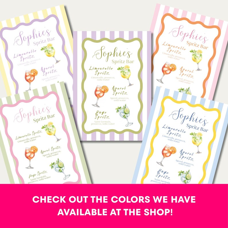 Spritz Bar Menu Template Editable Canva Cocktail Menu Sign Aperol ...